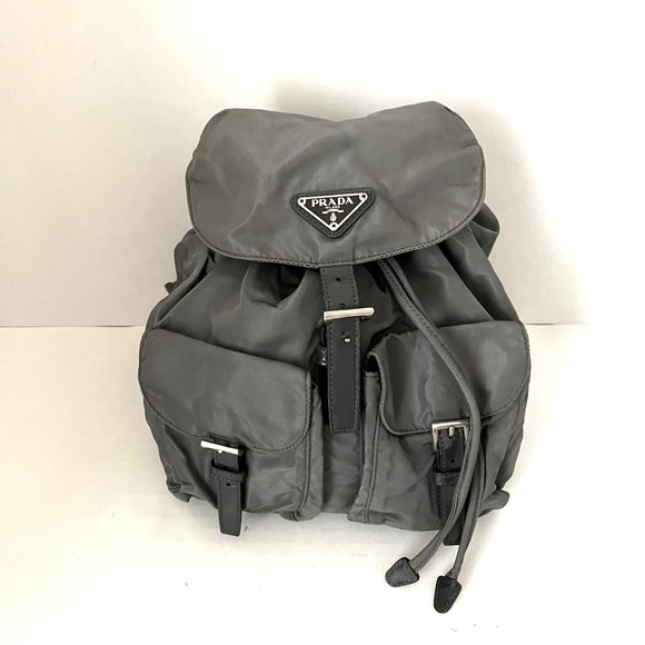 Prada | Bags | Prada Triangle Logo Rucksack Nylon Dark Gray | Poshmark